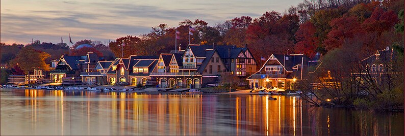Philadelphia Boat House Row in Autumn - Panorama Canvas Art 12x36 - Etsy
