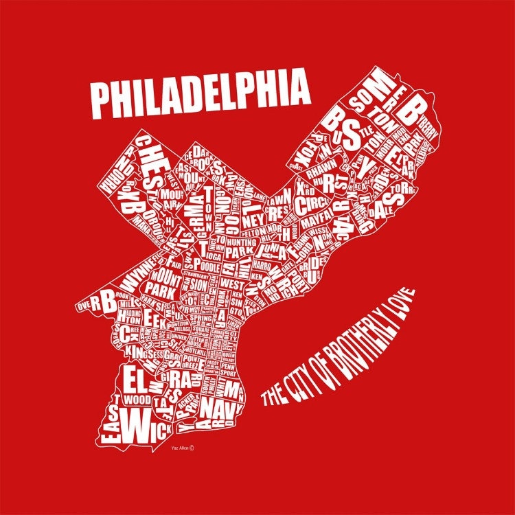 Philadelphia Neighborhoods Typography Art on Canvas 12 X 14 - Etsy