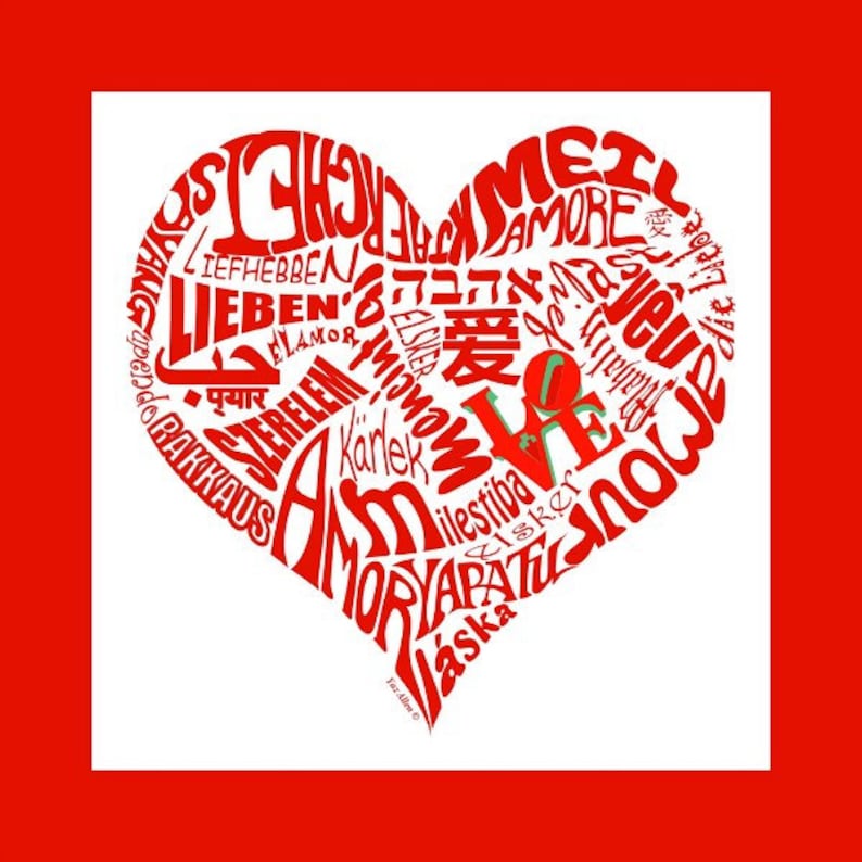 Love in 30 Different Languages Typography Art on Canvas 12 X 14" - Etsy
