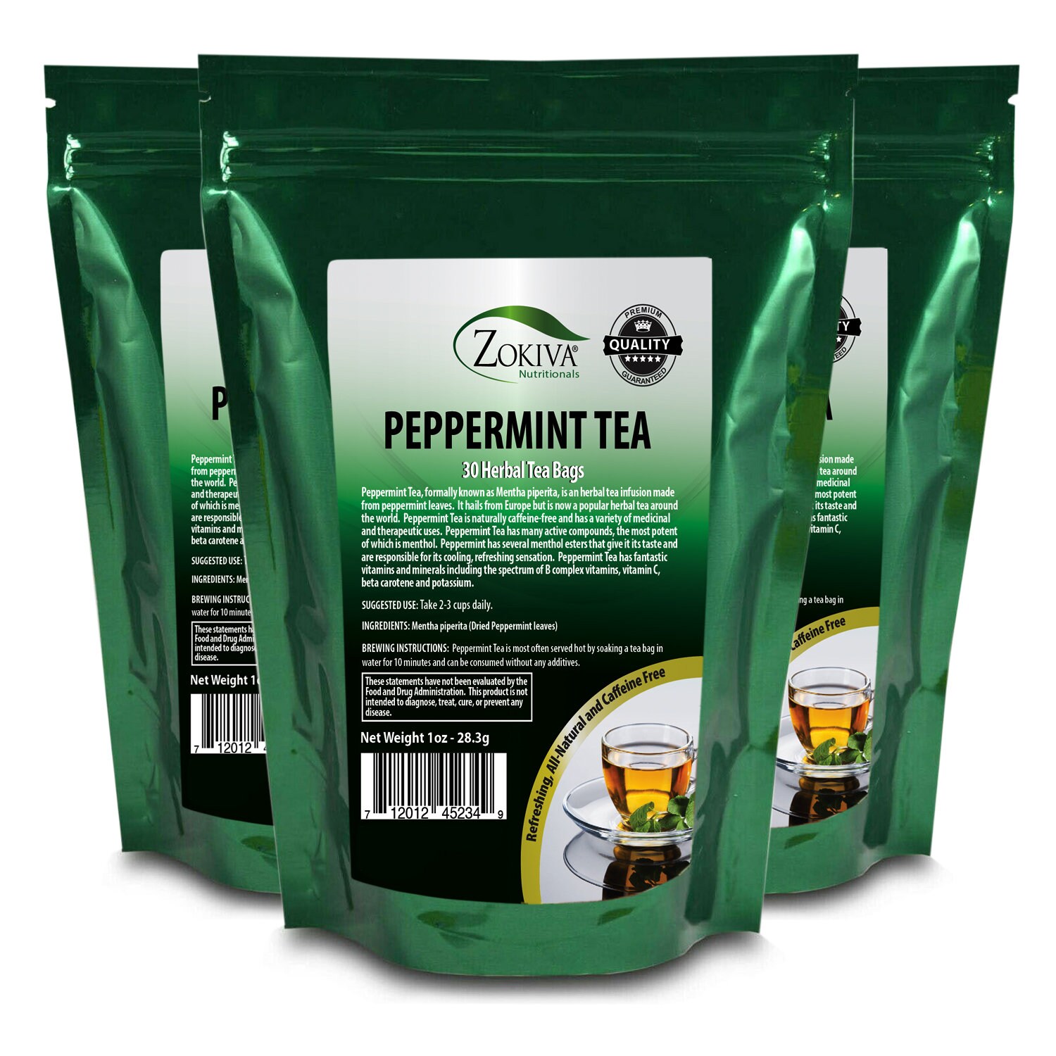 Peppermint Tea 90 Bags 3-PACK 100% Natural Mentha Piperita in ...