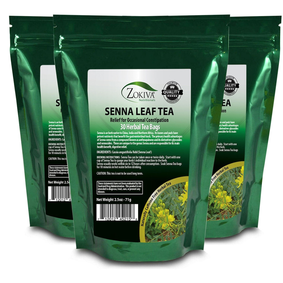 Senna Tea Bags 3-pack 90 Bags 100% Natural Herbal Tea in Resealable Zip ...