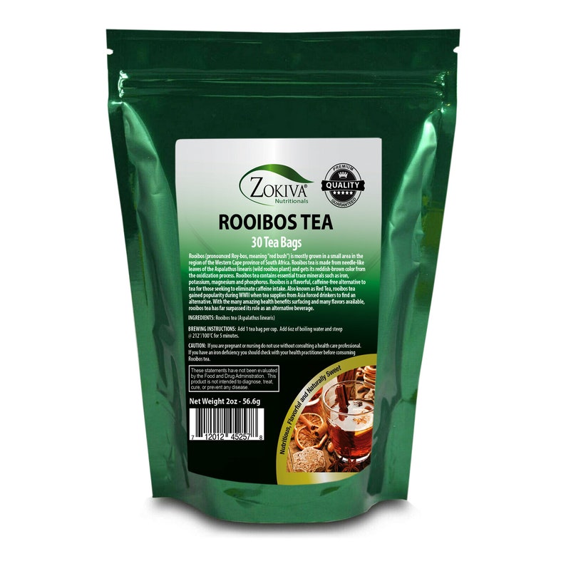 Rooibos Tea Bags 30 Bags Premium Caffeine-free Nutritious in Resealable ...