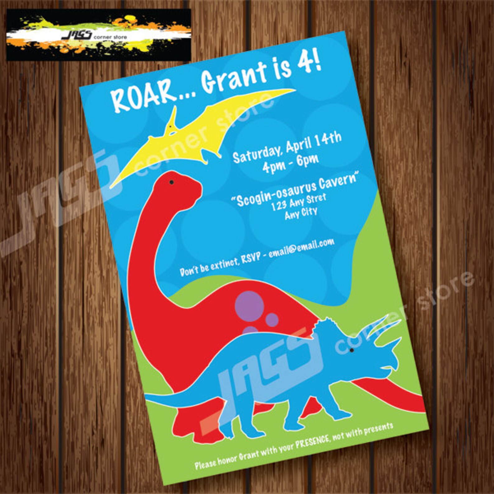 Printable DINOSAUR INVITATION - Dinosaur Birthday Party Invitation ...