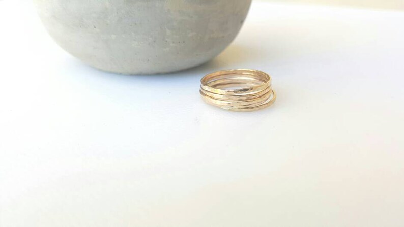 5 Hammered Stacking Rings / Gold Filled / Sterling Silver / Unique ...