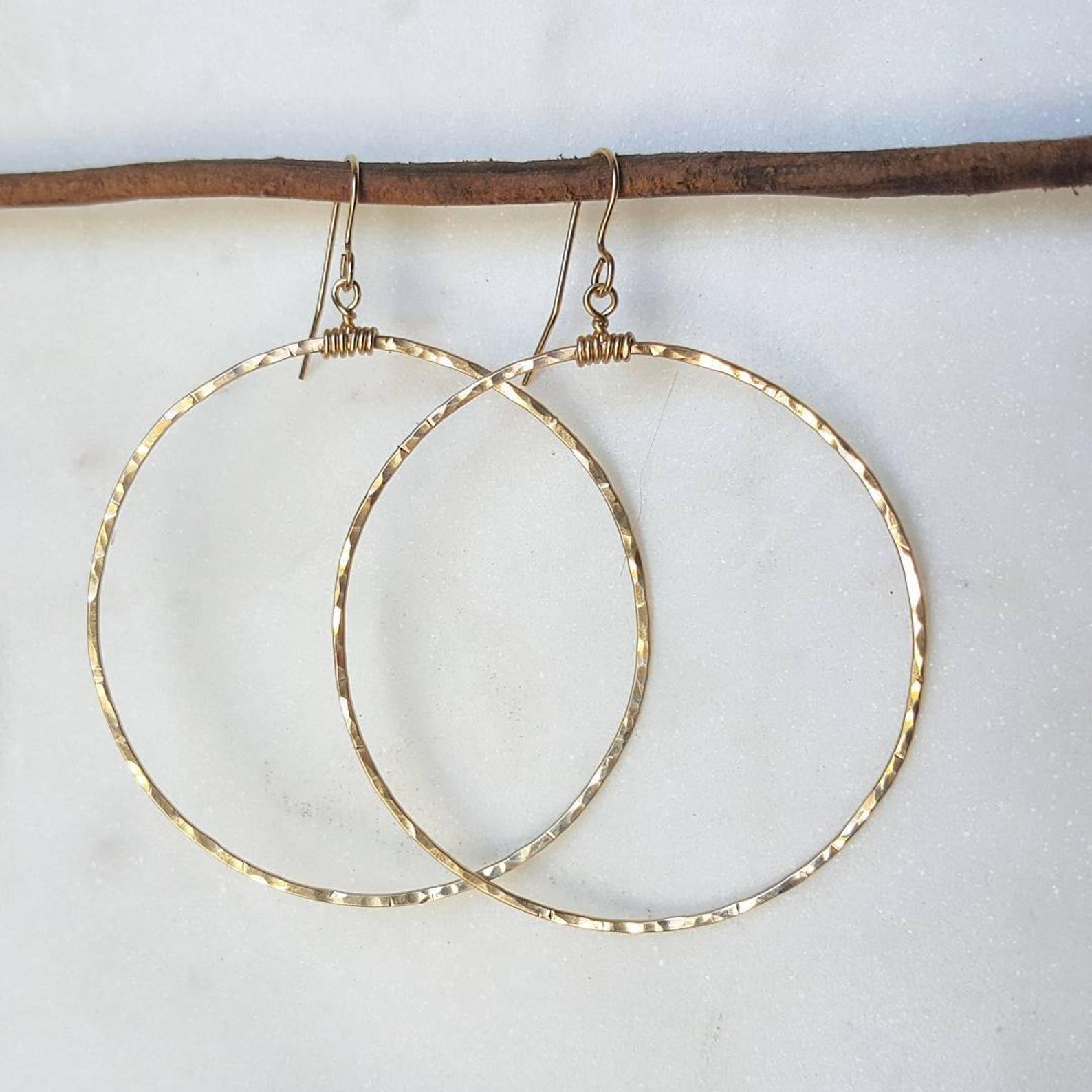 BOHO HOOP EARRINGS / Gold Filled / Handmade / Gift / Hoops / Textured ...