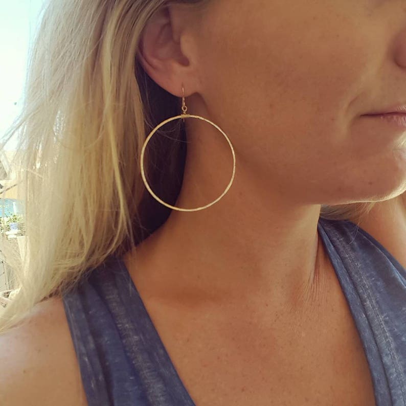 BOHO HOOP EARRINGS / Gold Filled / Handmade / Gift / Hoops / Textured ...