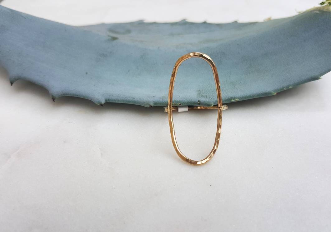 LARGE OVAL RING / Gold Filled / Sterling Silver / Unique / Simple ...