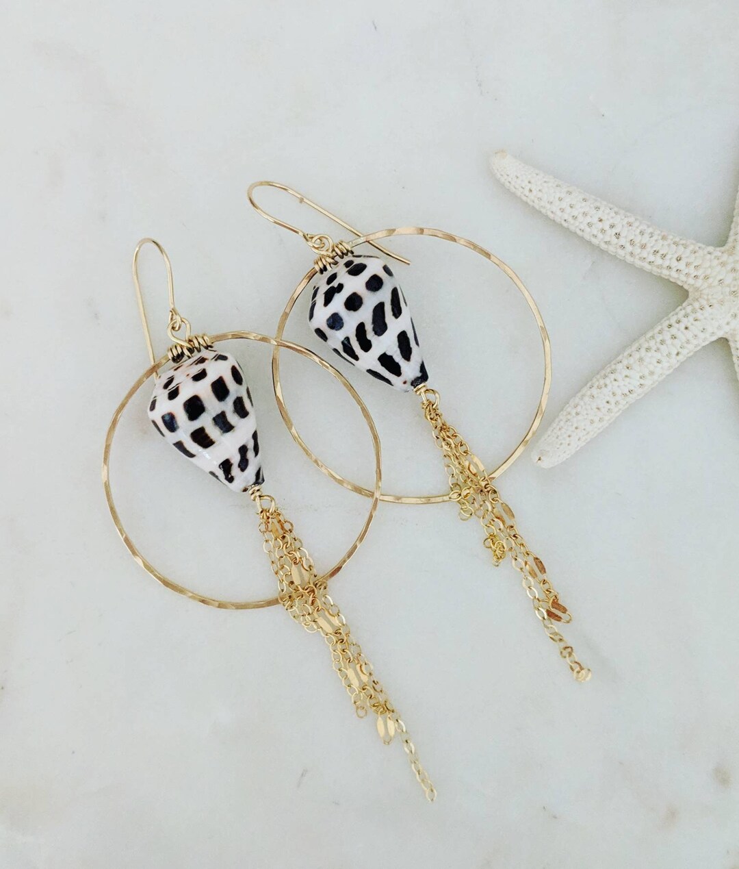 Hebrew Cone Shell Hoops / Beachy / Lightweight / Silver / Gold / Fun ...