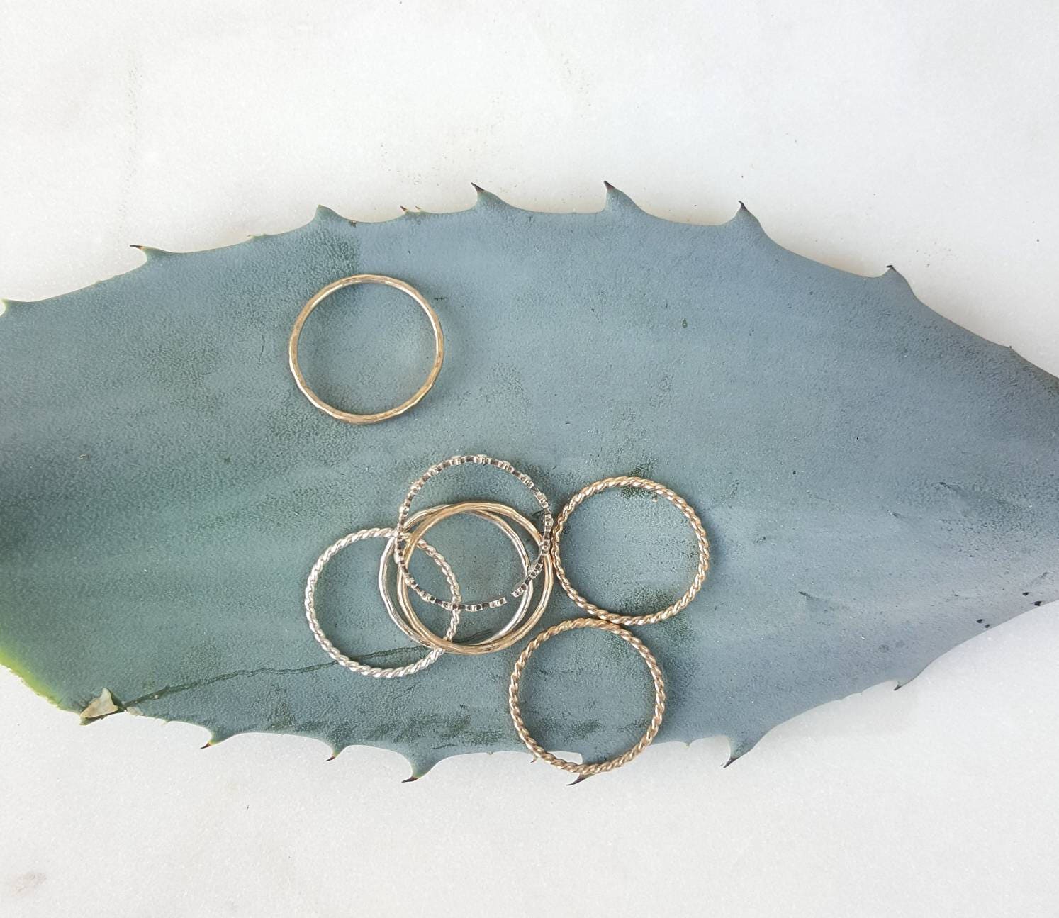 3 Stacking Rings / Gold Filled / Sterling Silver / Unique / - Etsy