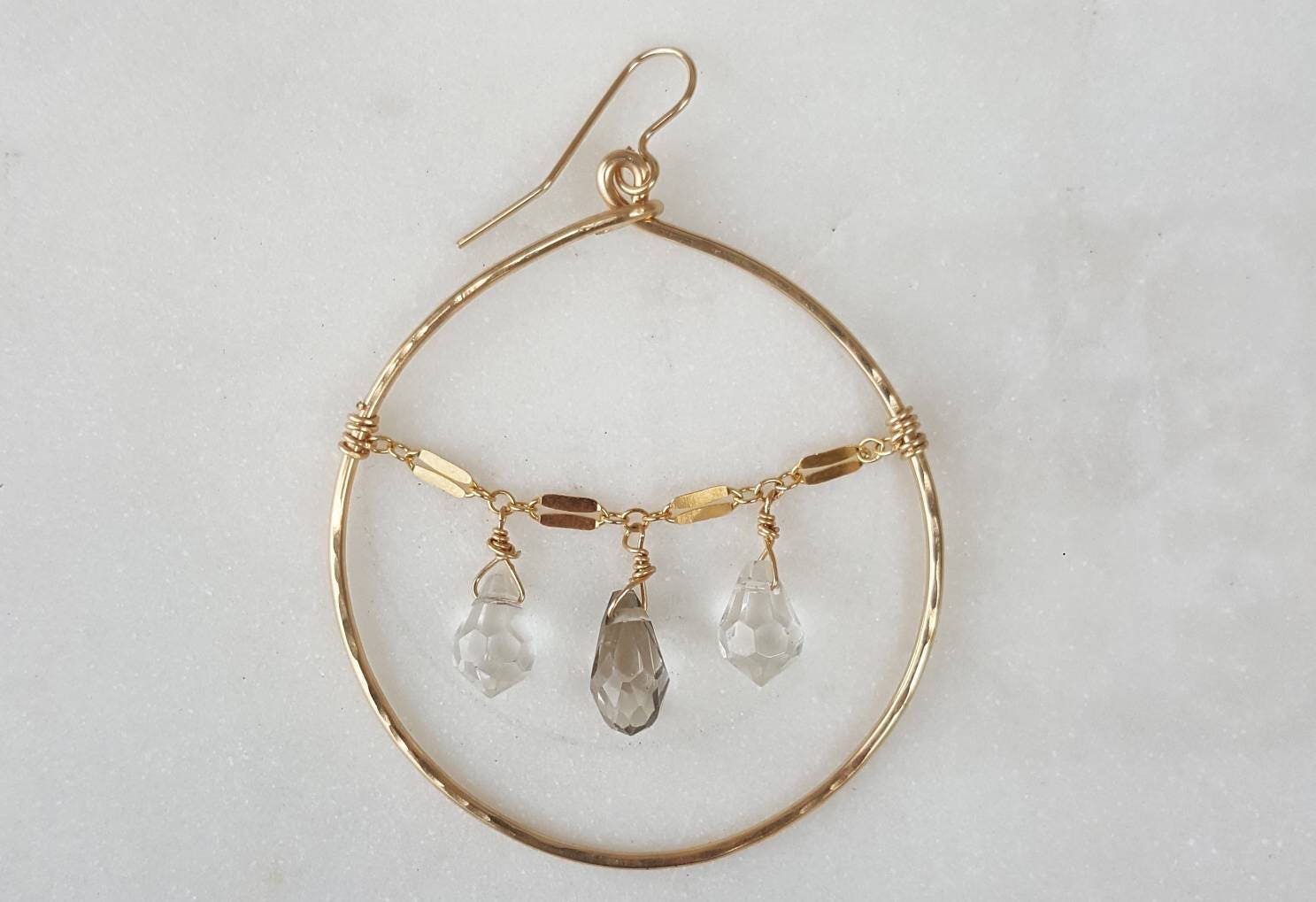 Crystal Boho Hoop Earrings / Gold Filled / Handmade / Gift / Hoops ...