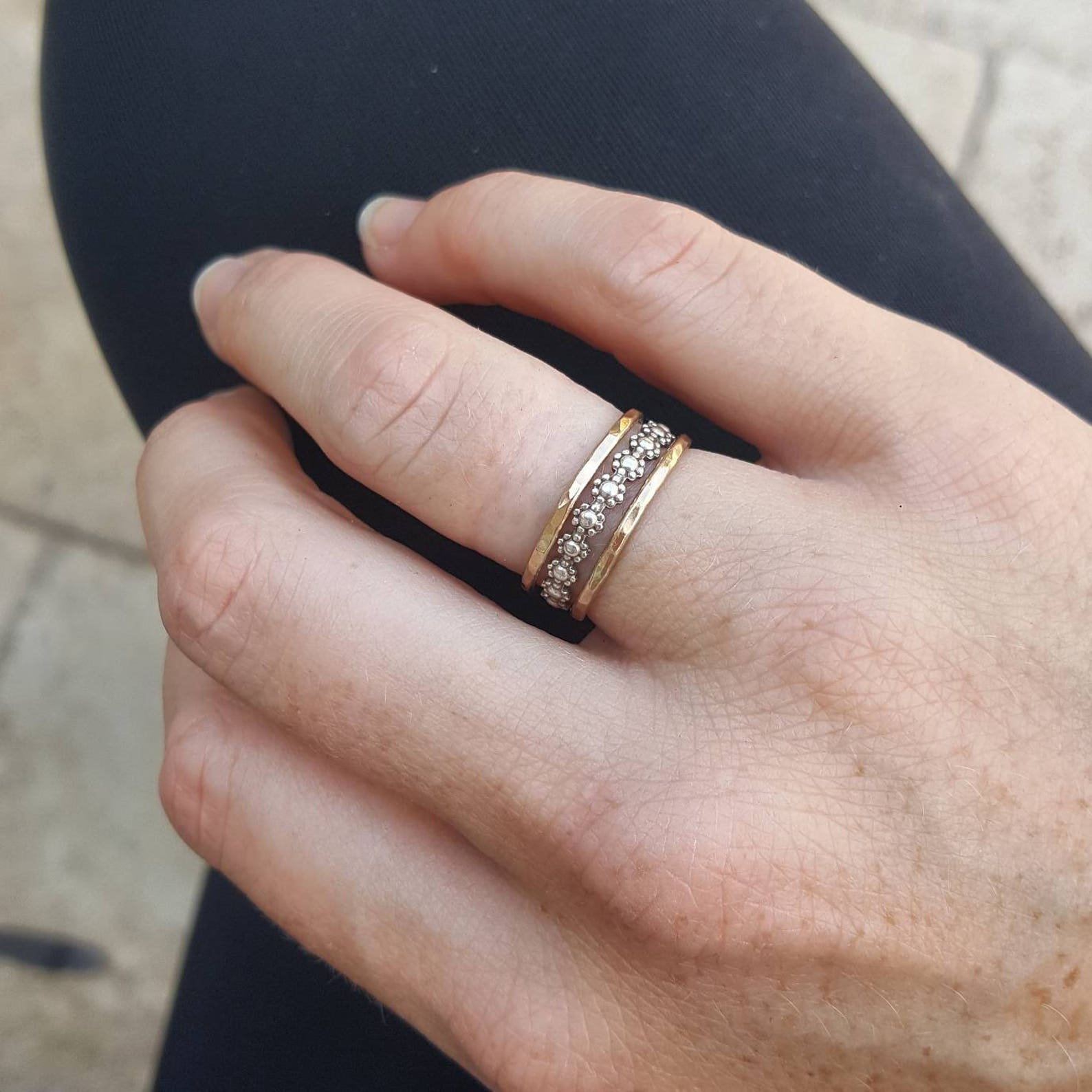 3 Stacking Rings / Gold Filled / Sterling Silver / Unique / - Etsy