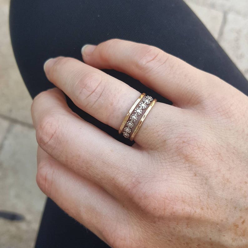 3 Stacking Rings / Gold Filled / Sterling Silver / Unique / - Etsy