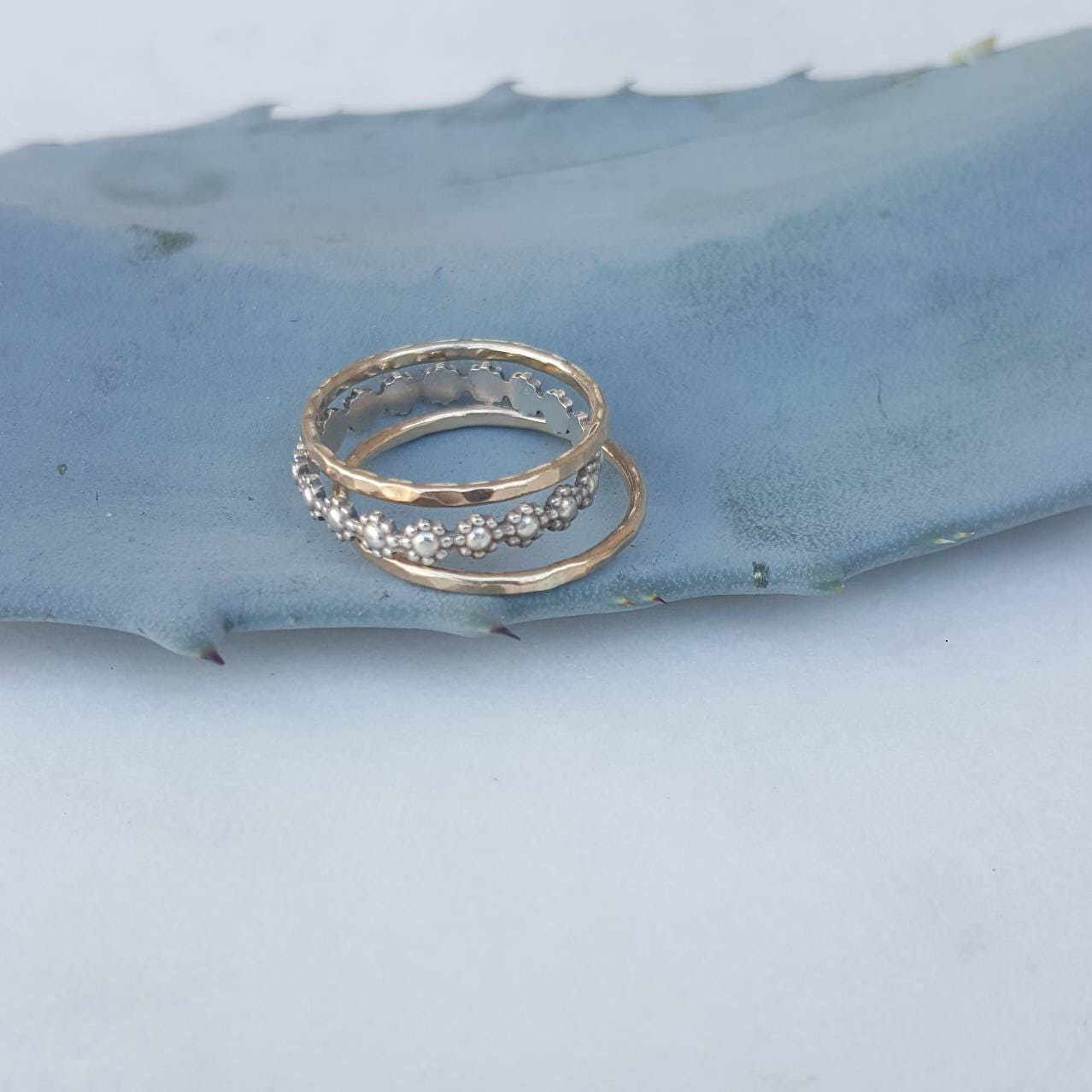 3 Stacking Rings / Gold Filled / Sterling Silver / Unique / - Etsy
