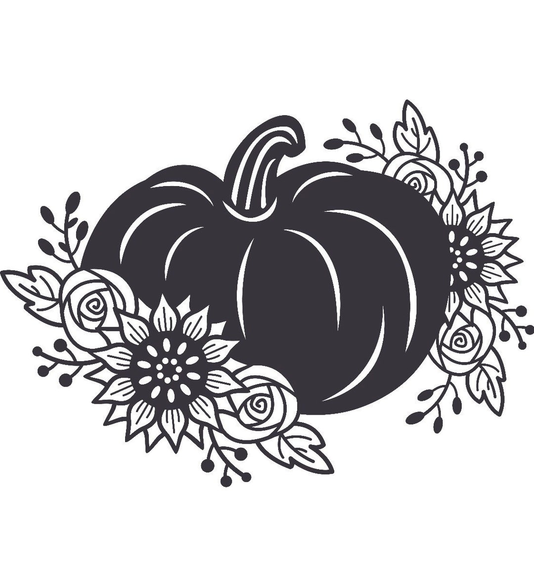 Fall Pumpkin Vinyl Decal | Fall Vinyl Decal | Pumpkin and Sunflower ...