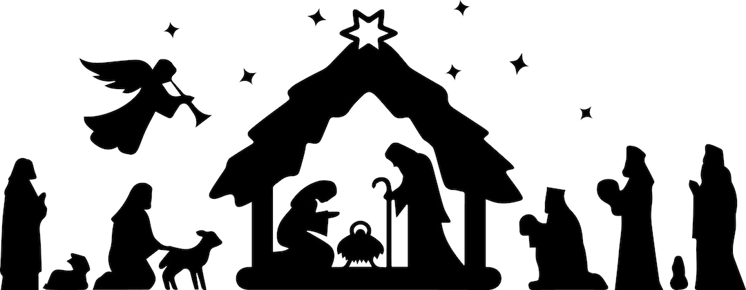 Nativity Scene Vinyl Decal | Christmas Silhouette Decor - Etsy