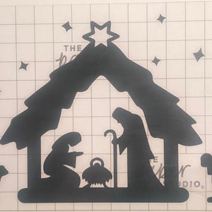 Nativity Scene Vinyl Decal | Christmas Silhouette Decor - Etsy