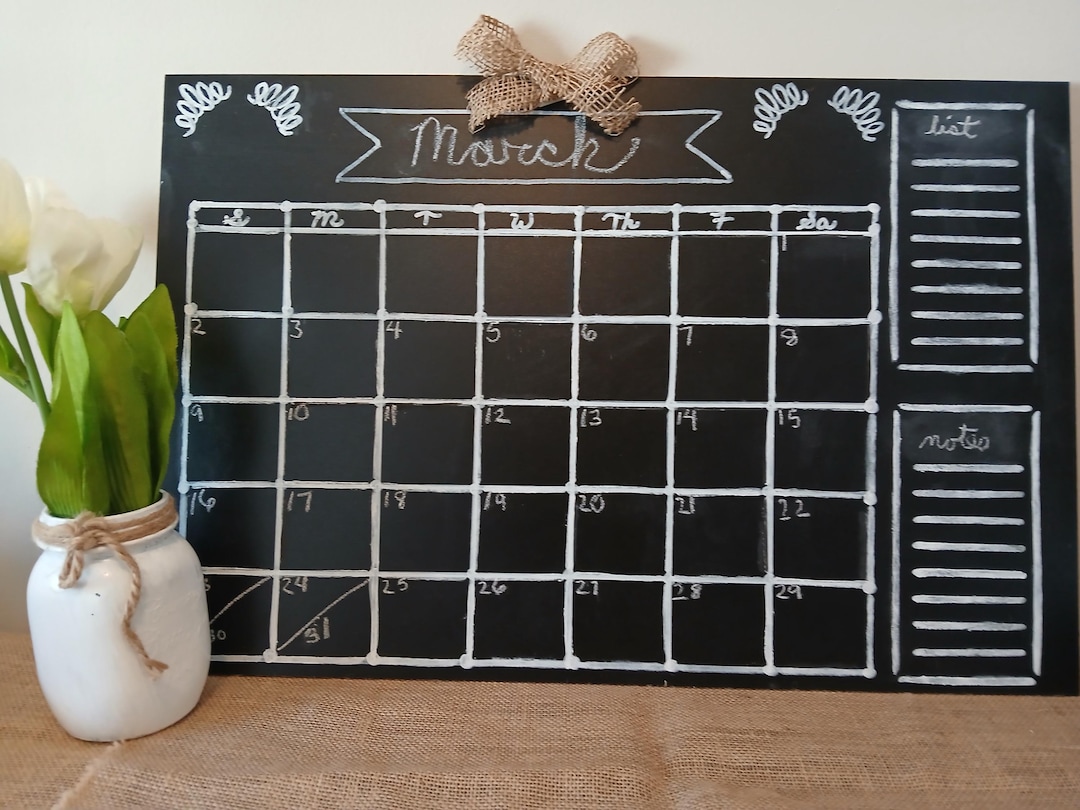 Large Chalkboard Monthly Calendar - Etsy