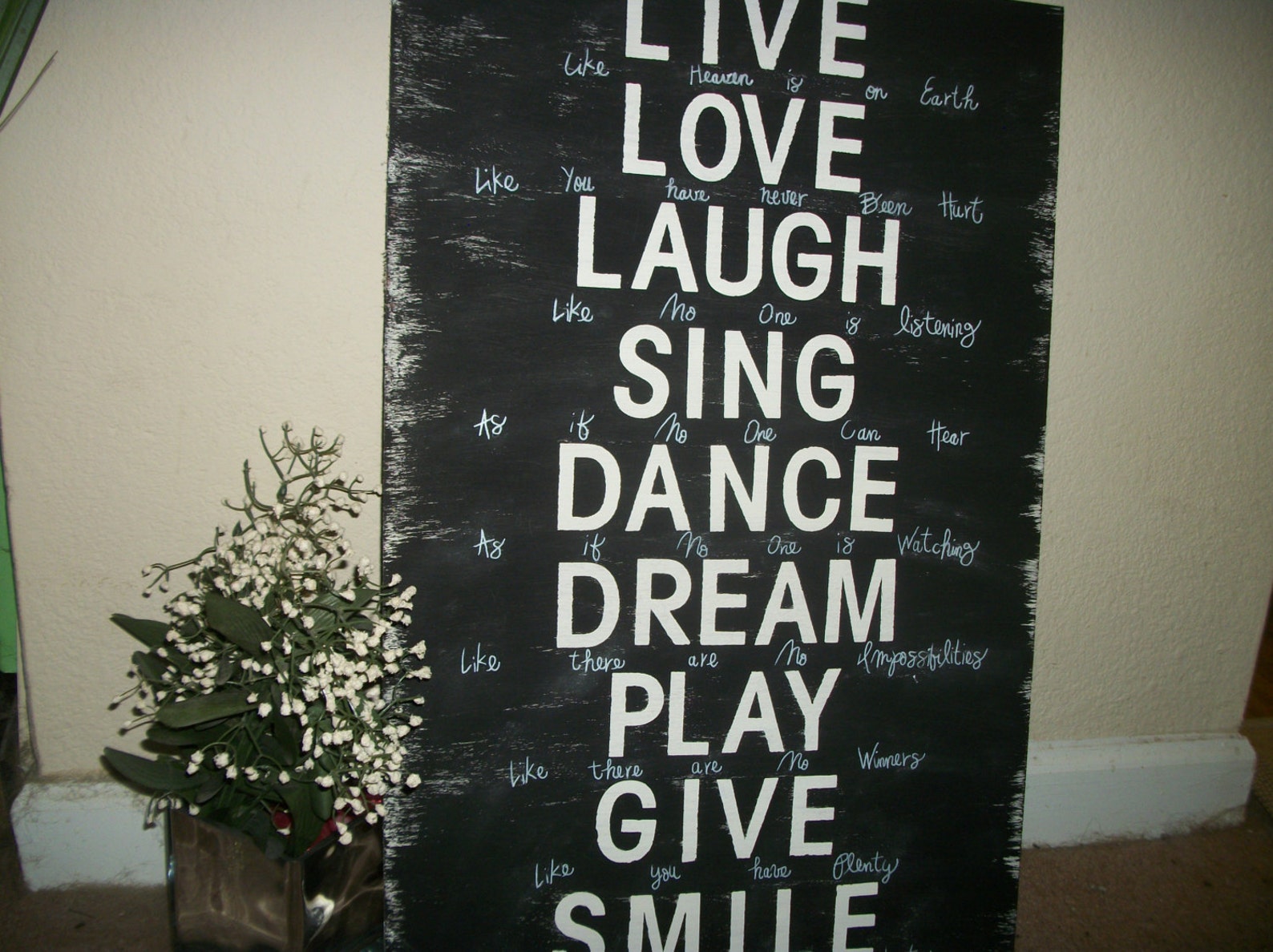 Subway Art Wood Sign, Typography Wall Art, Live Love Laugh Sing Dance ...