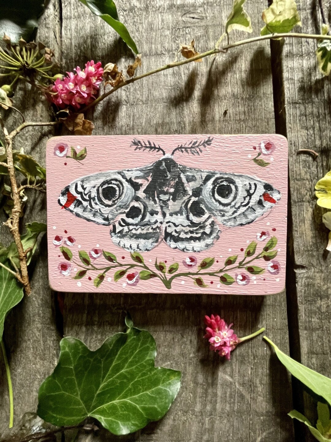 Original Emperor Moth Artwork on Reclaimed Vintage Wood - Etsy