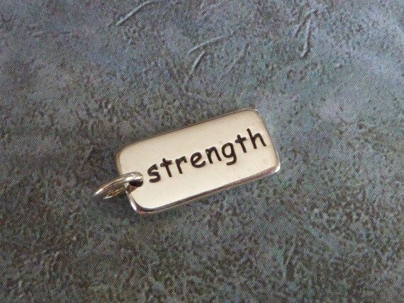 Sterling Silver Strength Word Charm Tag Charm | Etsy