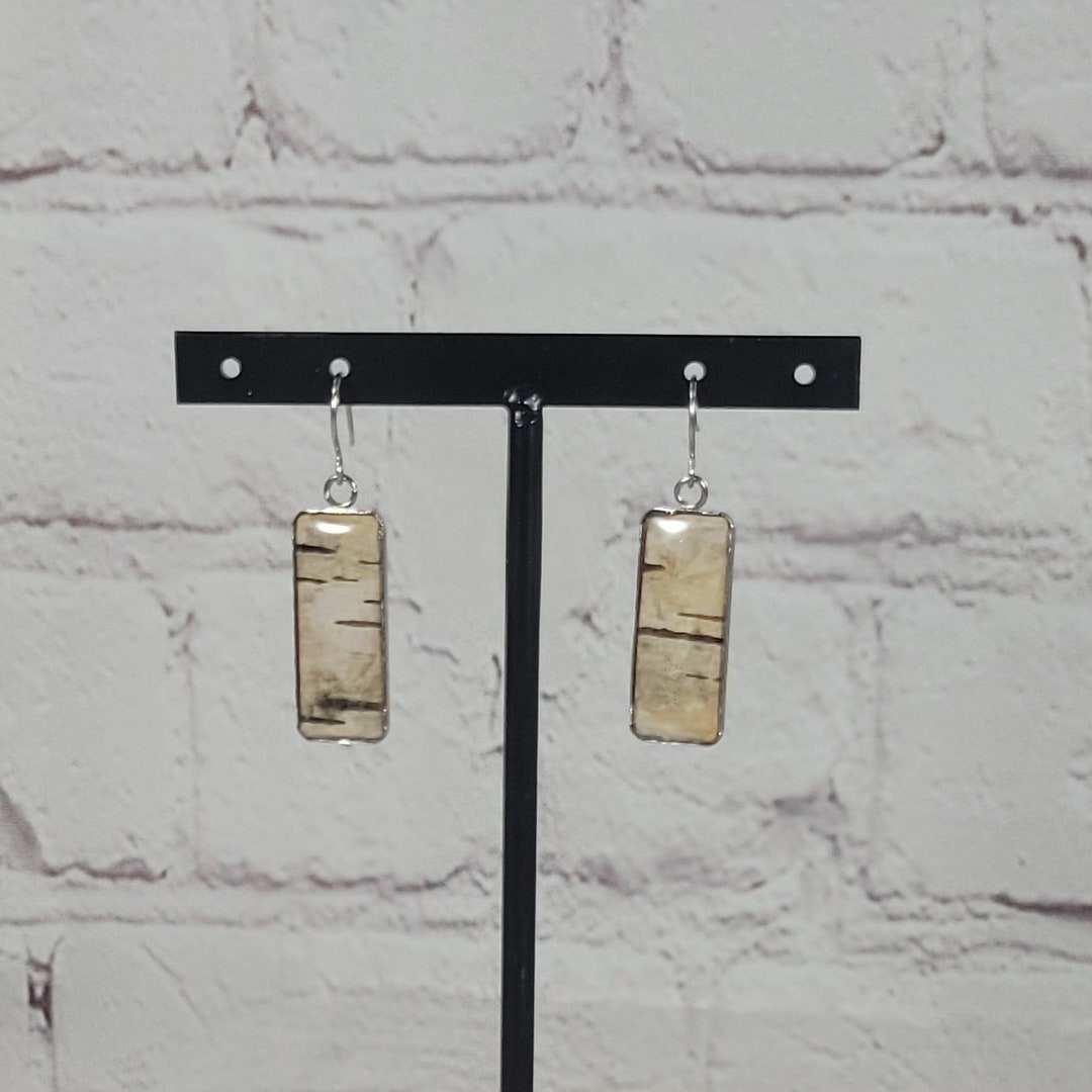 The Lorna Our Rectangular Birch French Hook Earrings - Etsy