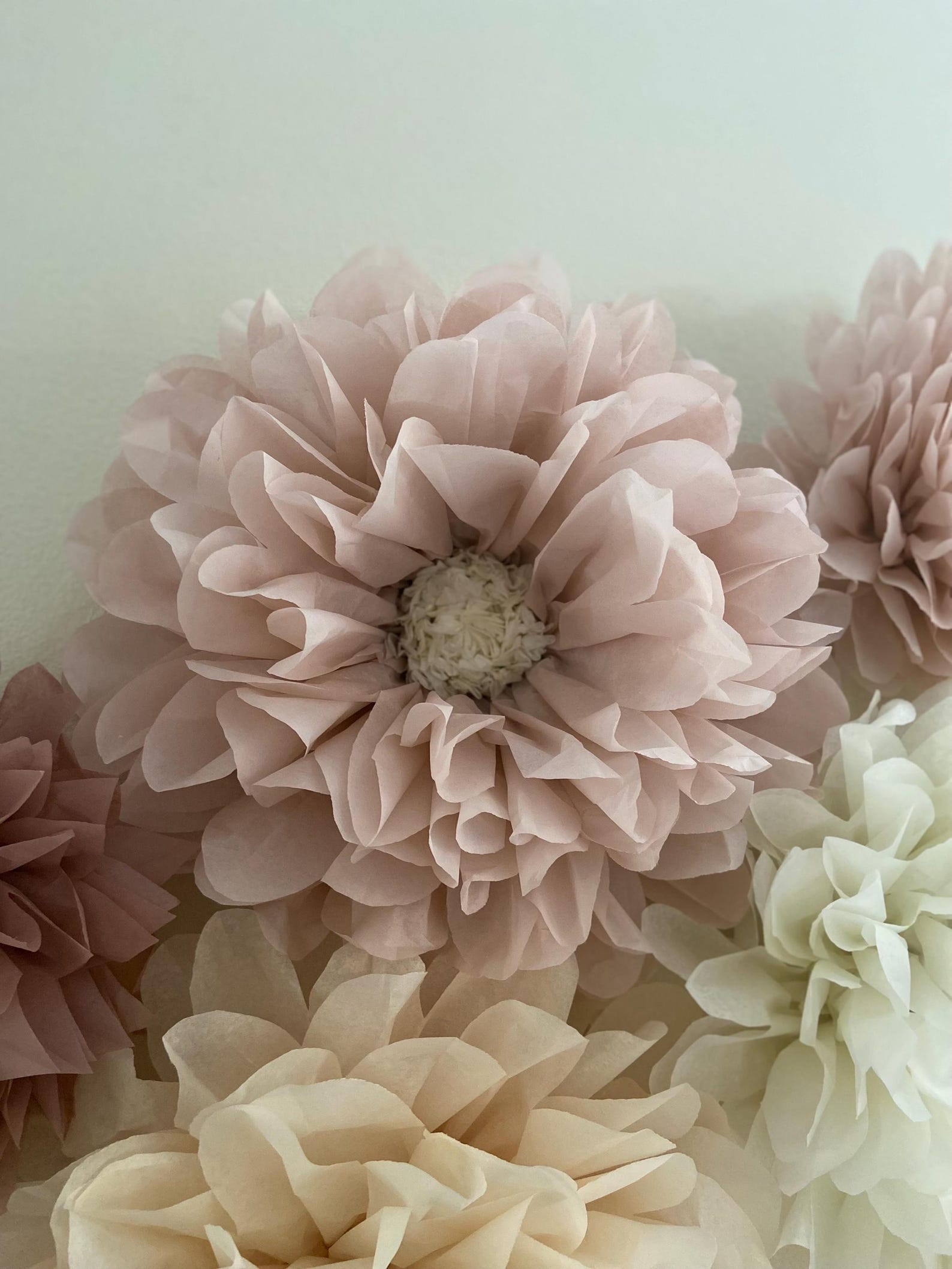 Boho Neutral Shades Tissue Paper Flowers, Paper Flower Wall, Boho ...
