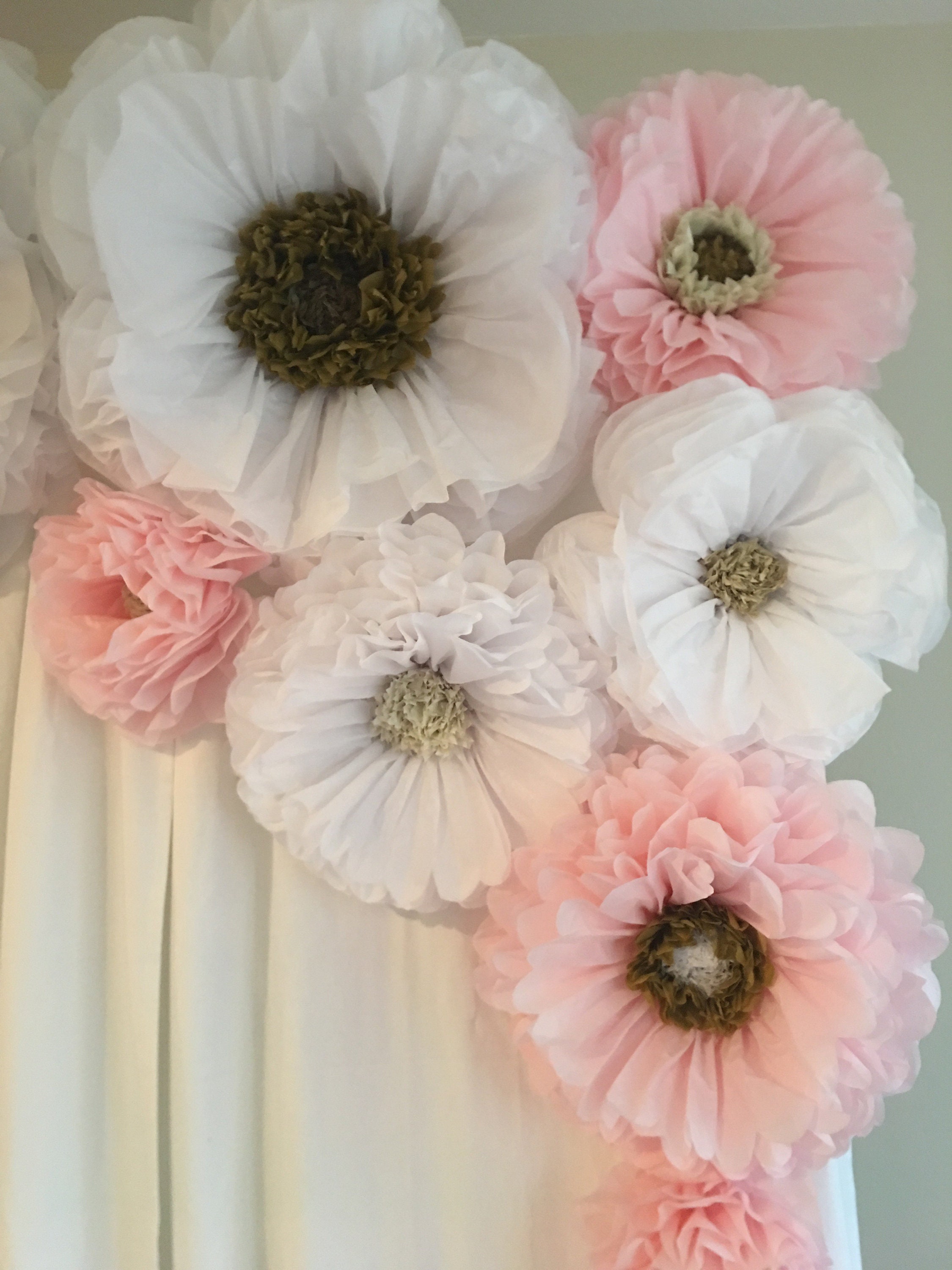 Pink and White Paper Flowers Backdrop for Quinceaneras Bridal | Etsy