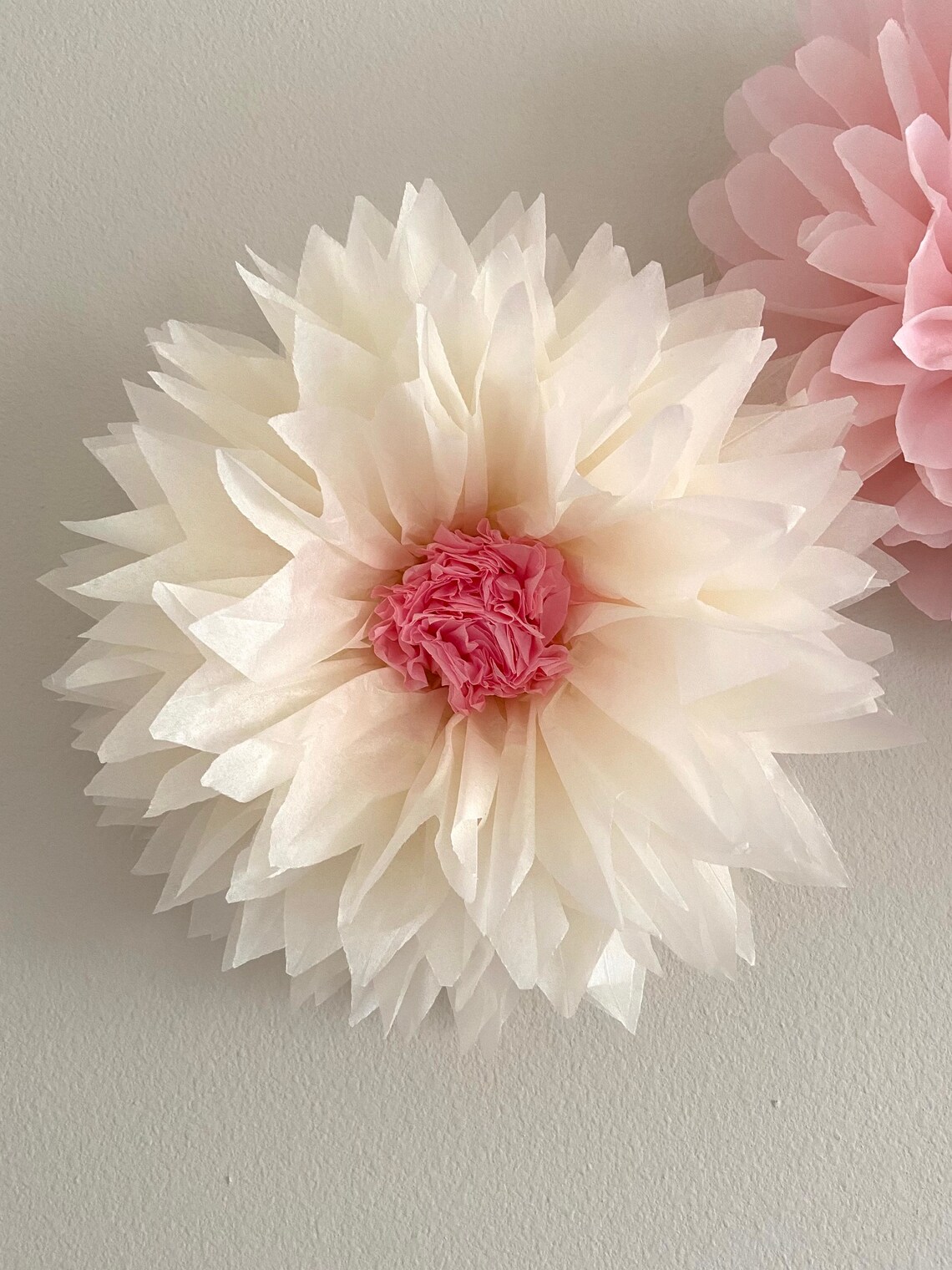 Pink Blush and Cream Tissue Paper Flowers for Home Decor - Etsy