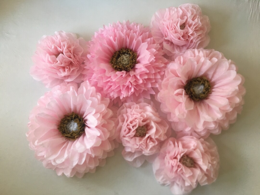 Pink Paper Flower Wall for Weddings, Home Decor, Girls Nursery Decor ...