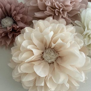 Boho Neutral Shades Tissue Paper Flowers, Paper Flower Wall, Boho ...