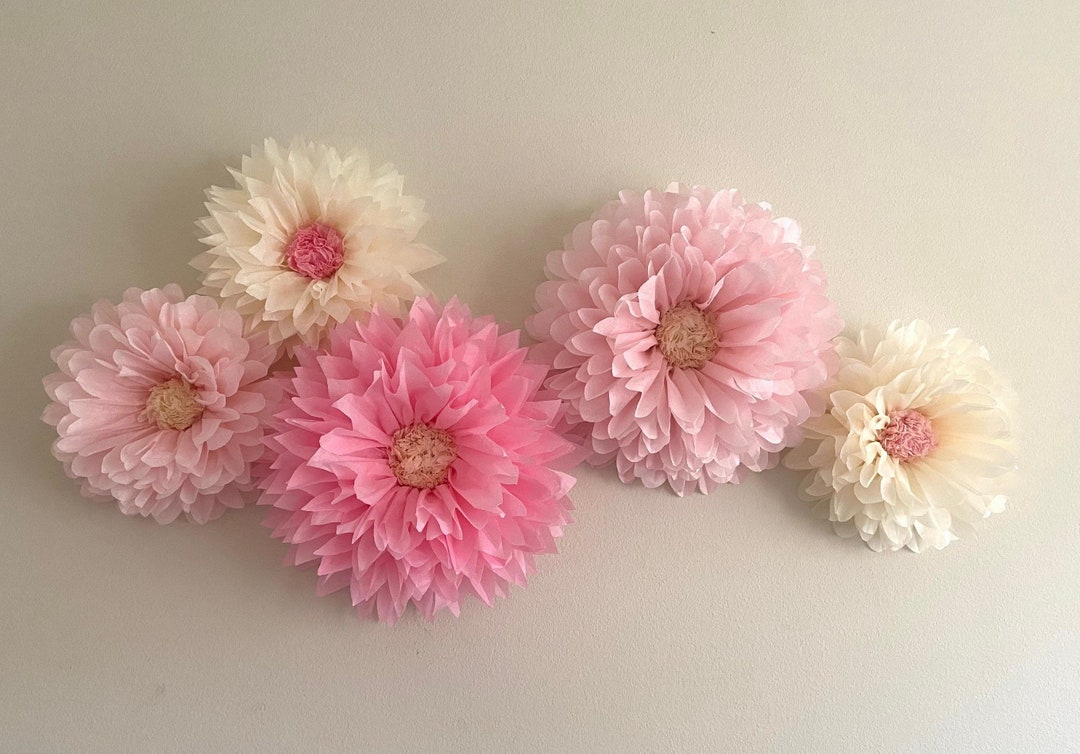 Blush, Pink and Cream Tissue Paper Flowers for Girls Nursery Decor ...