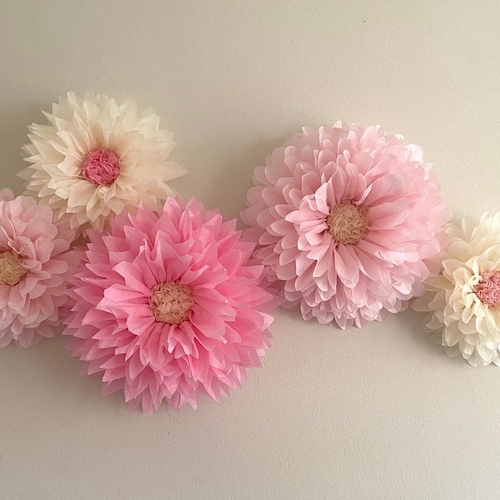 Blush Pink and Cream Tissue Paper Flowers for Girls Nursery - Etsy