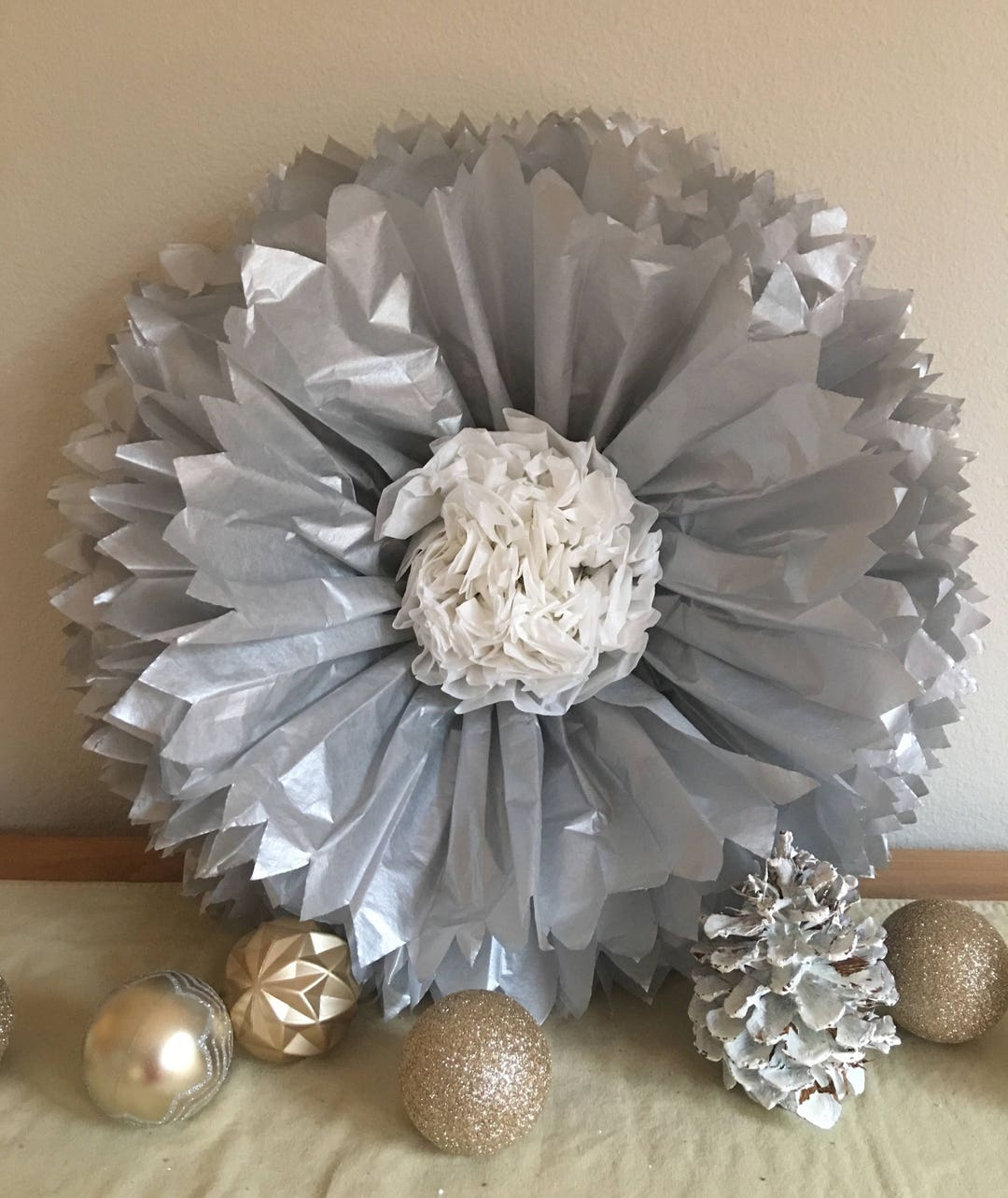 Large Silver Paper Flower for Holiday Parties and Christmas - Etsy