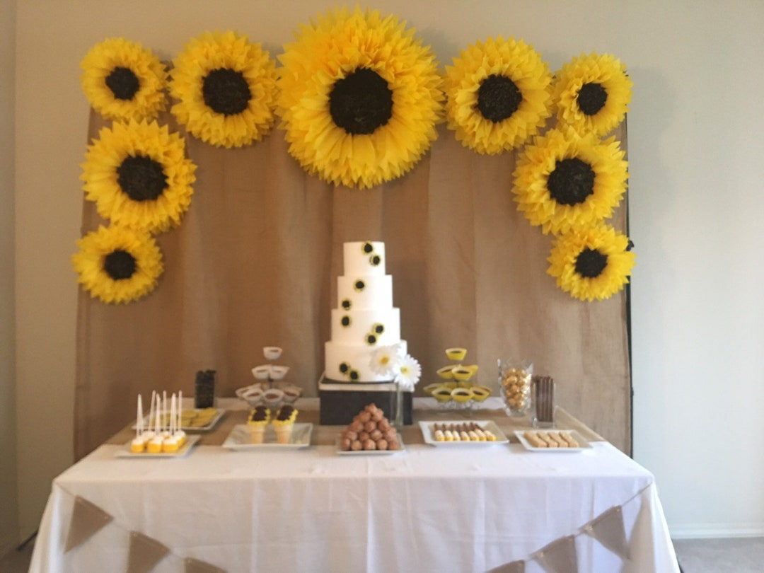 Paper Sunflower Backdrop for Sunflower Weddings, Sunflower Themed ...