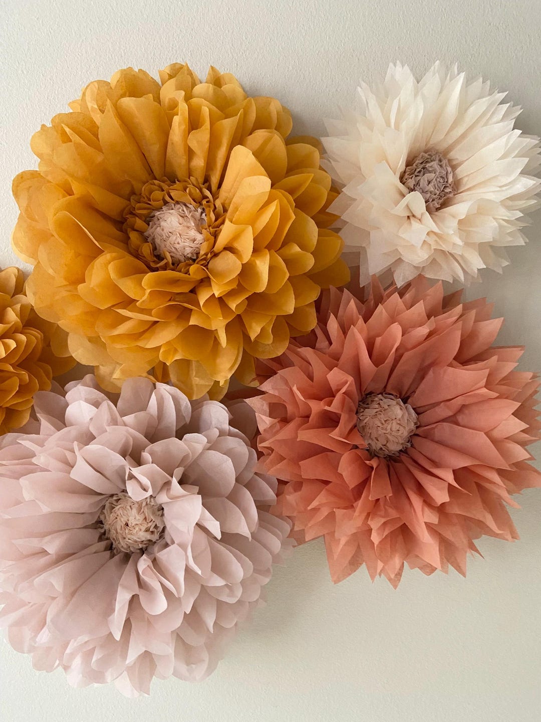 Retro Boho Tissue Paper Flowers for Girls Nursery Decor, Boho Dorm ...
