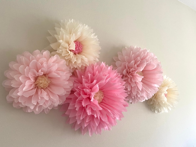 Blush Pink and Cream Tissue Paper Flowers for Girls Nursery - Etsy