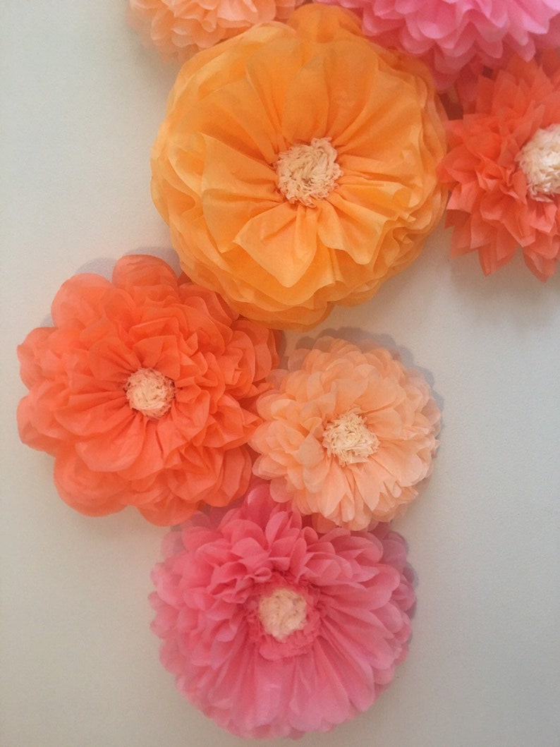 Coral Pink and Peach Tissue Paper Flowers for Weddings - Etsy