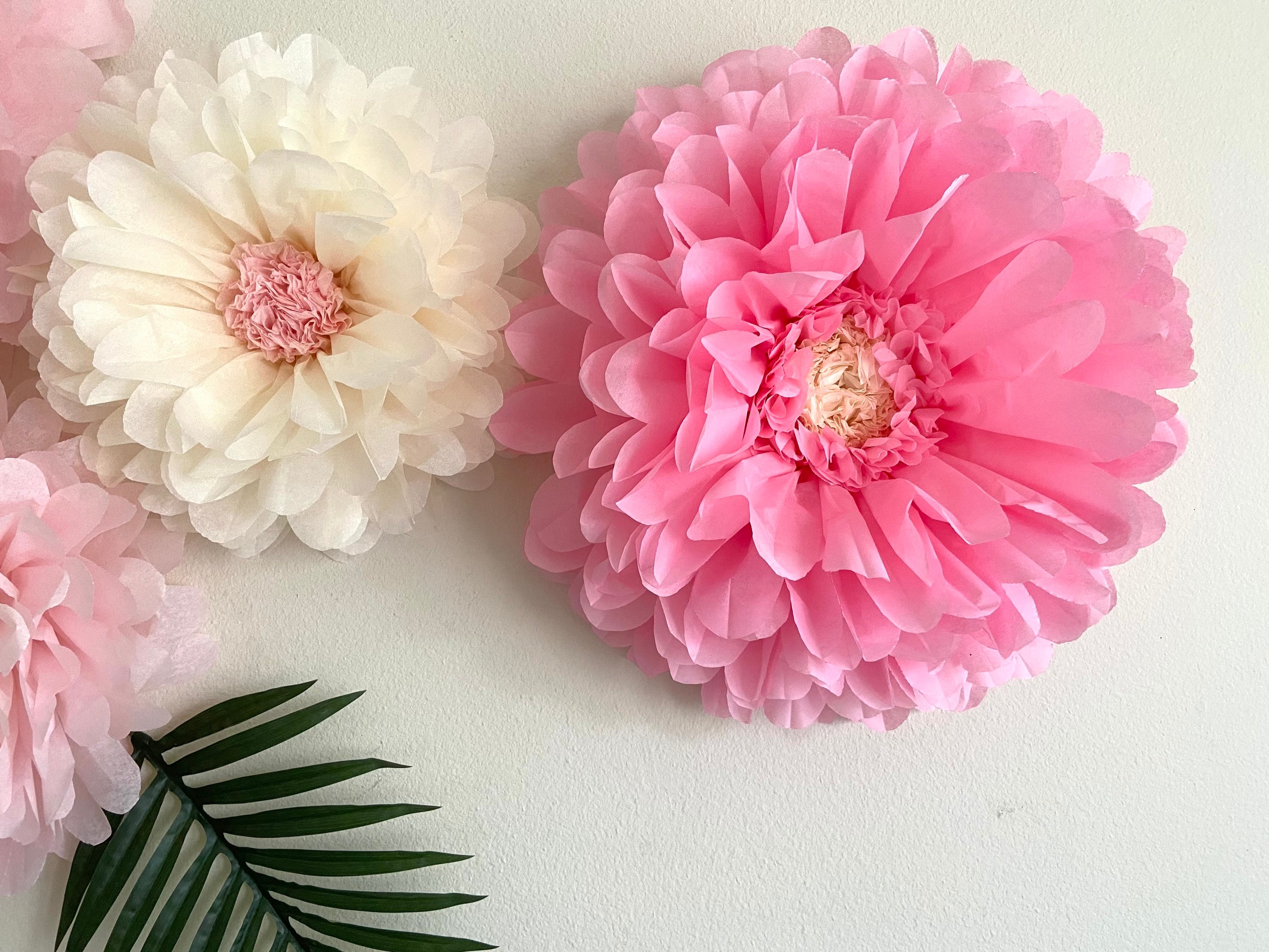 Pink blush and cream tissue paper flowers for home decor | Etsy