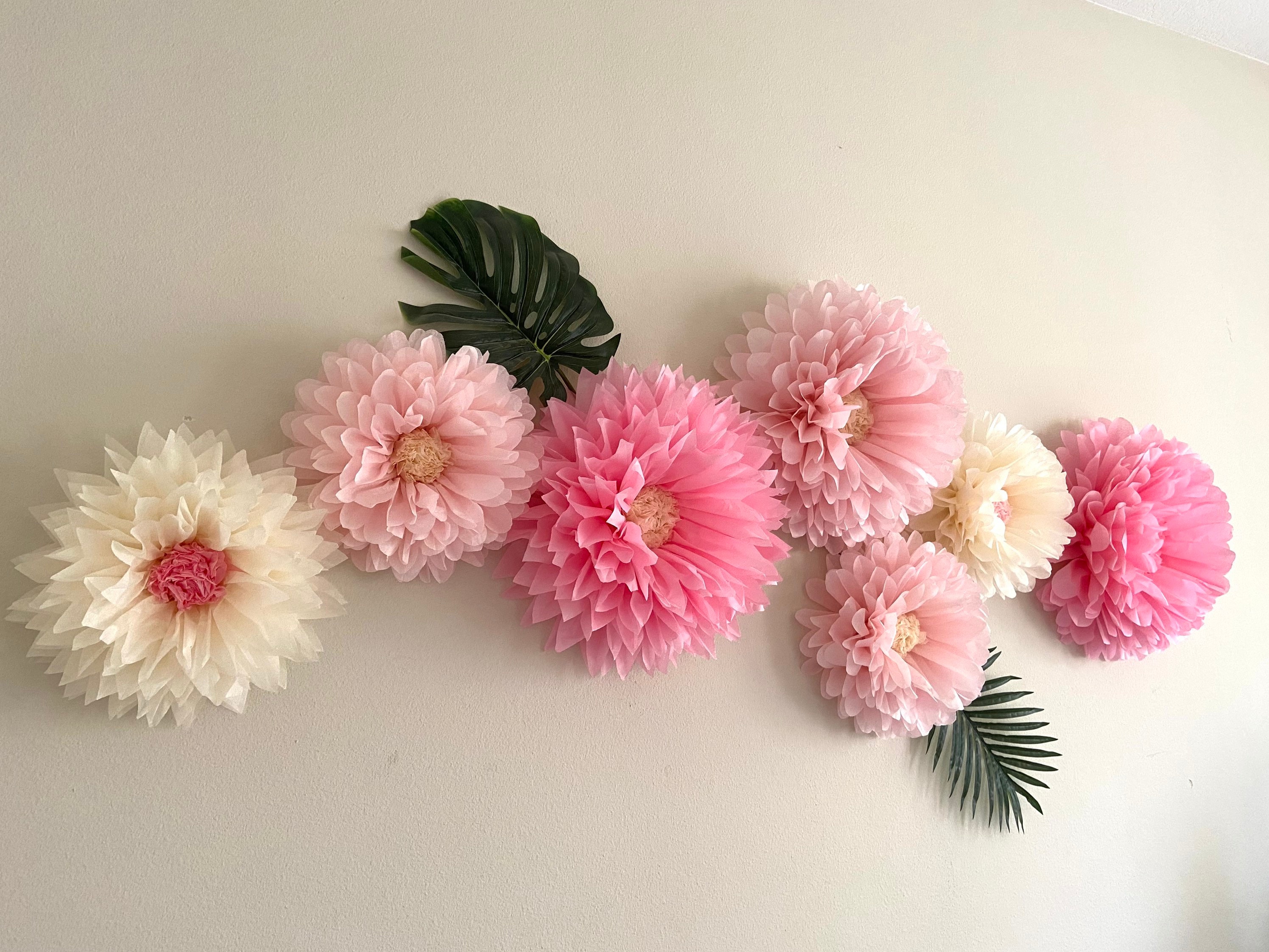 Pink blush and cream tissue paper flowers for home decor | Etsy