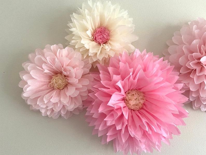 Blush Pink and Cream Tissue Paper Flowers for Girls Nursery - Etsy