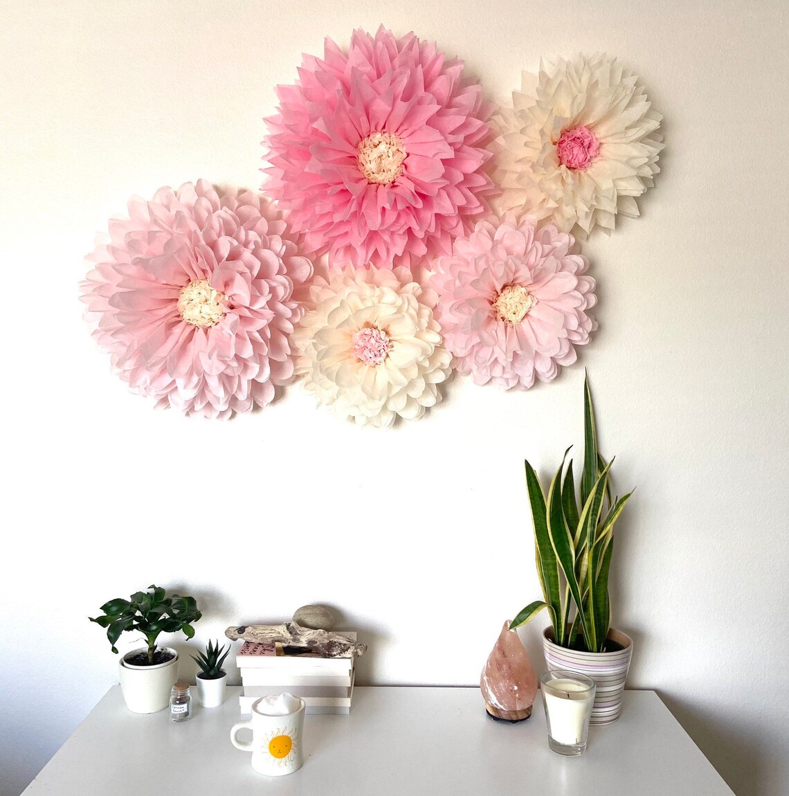 Blush Pink and Cream Tissue Paper Flowers for Girls Nursery - Etsy