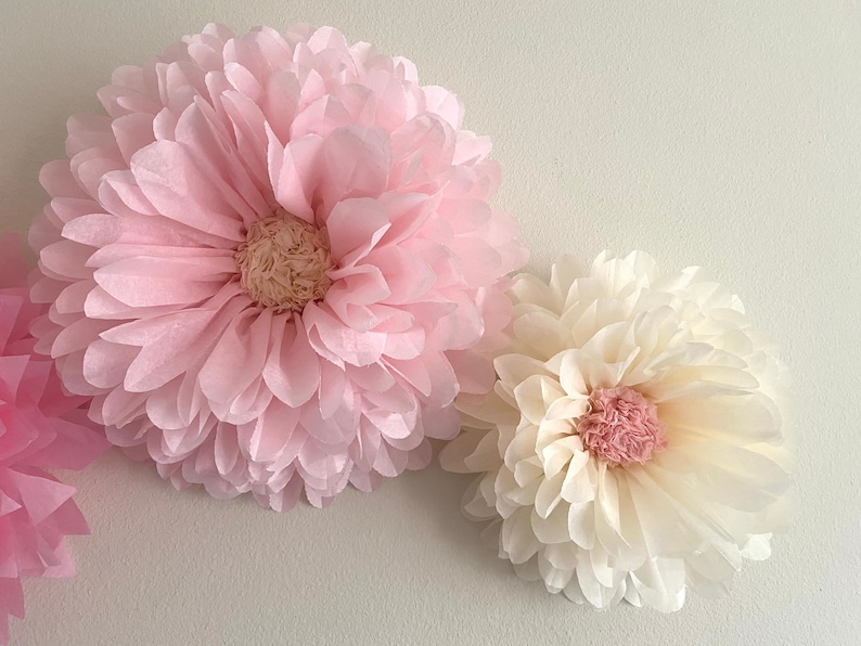 Blush Pink and Cream Tissue Paper Flowers for Girls Nursery - Etsy
