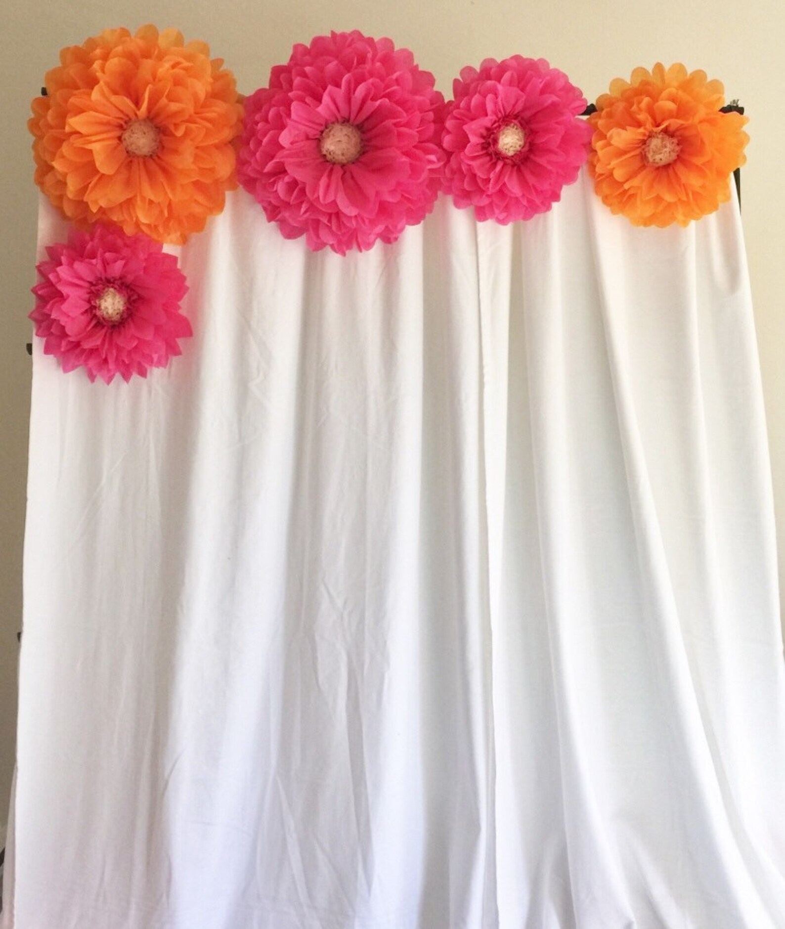 Orange and Pink Paper Flower Backdrop for Mother’s Day Brunch, Bridal ...
