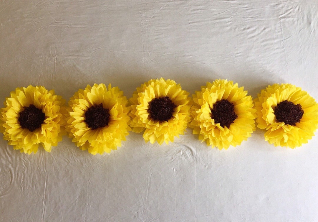 Five Large Tissue Paper Sunflowers for Photo Backdrops, Rustic Wedding ...