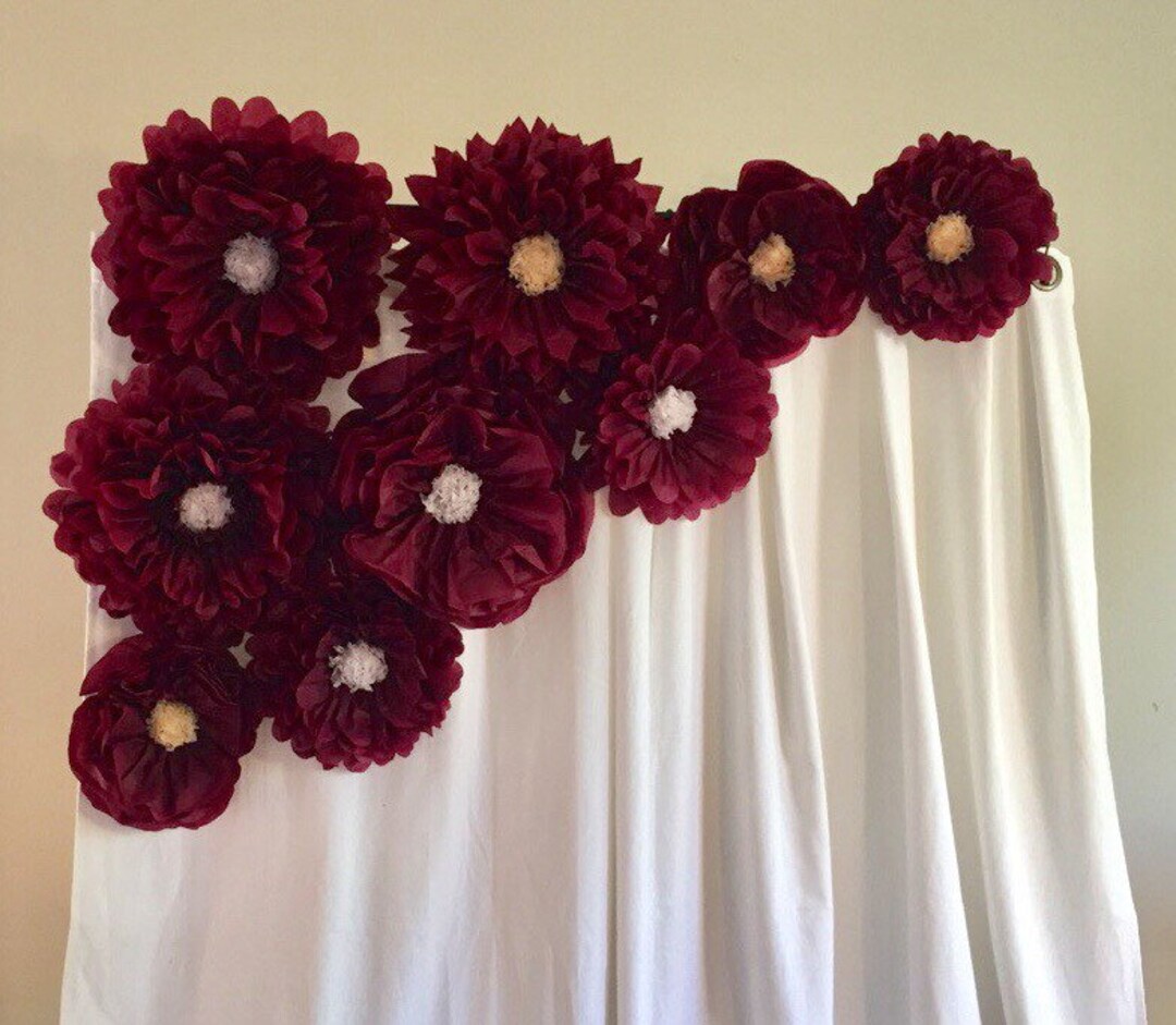 Giant Burgundy Paper Flower Backdrop for Wedding Decor, Bridal Showers ...