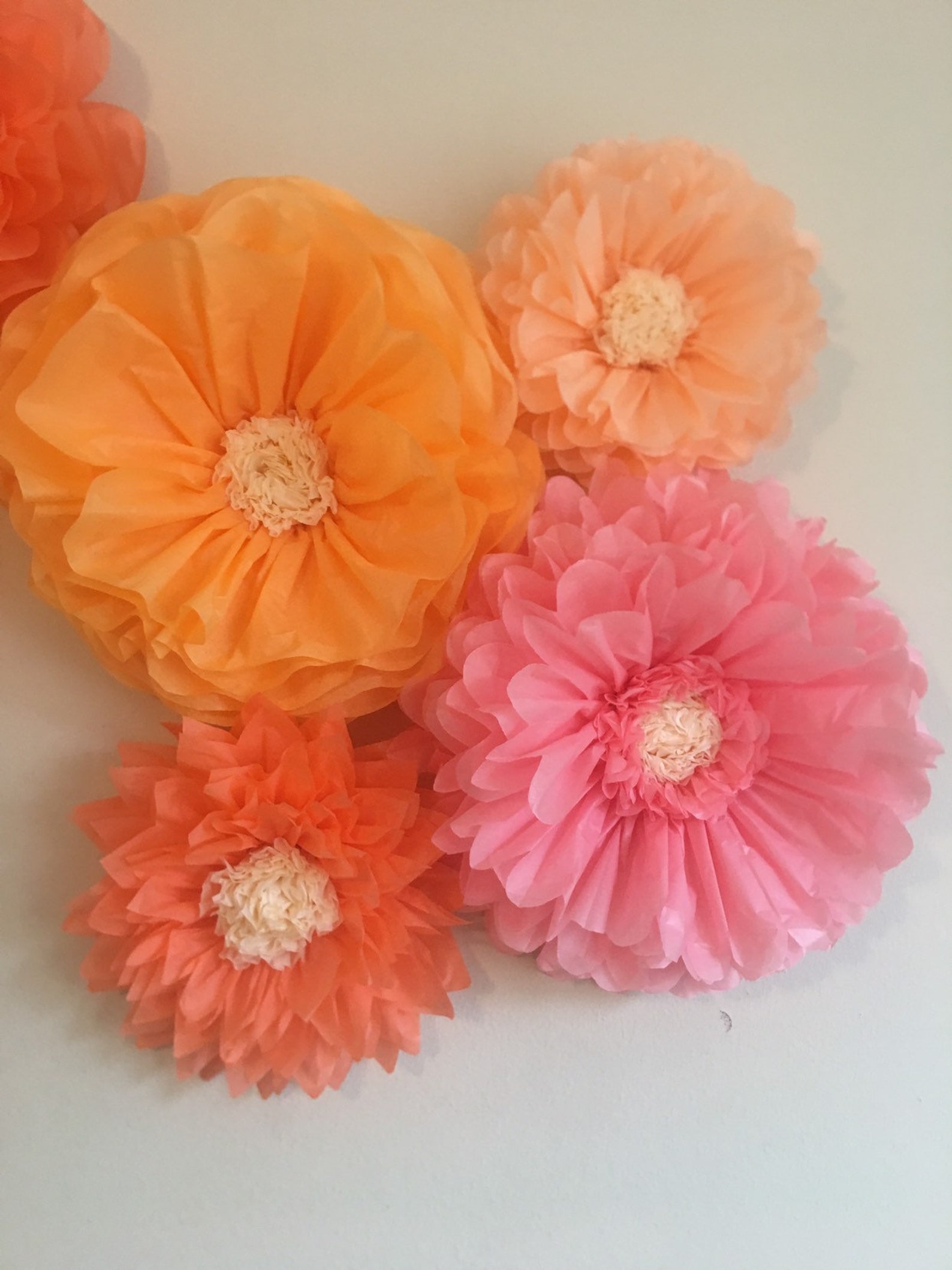 Coral Pink and Peach Tissue Paper Flowers for Weddings - Etsy