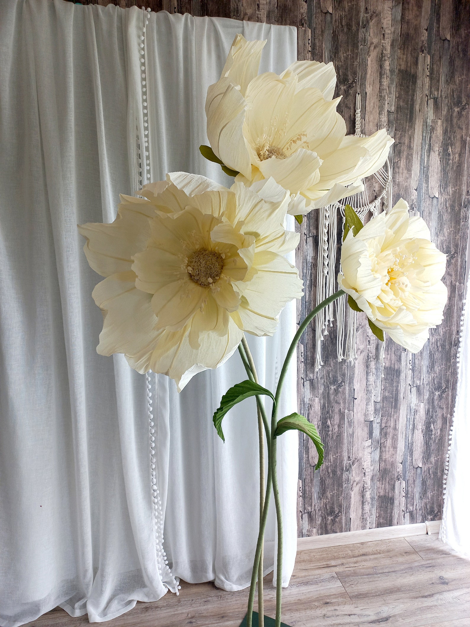 3 Pieces Giant Self Stand Flowers for Event Decor Large Poppie Flowers ...