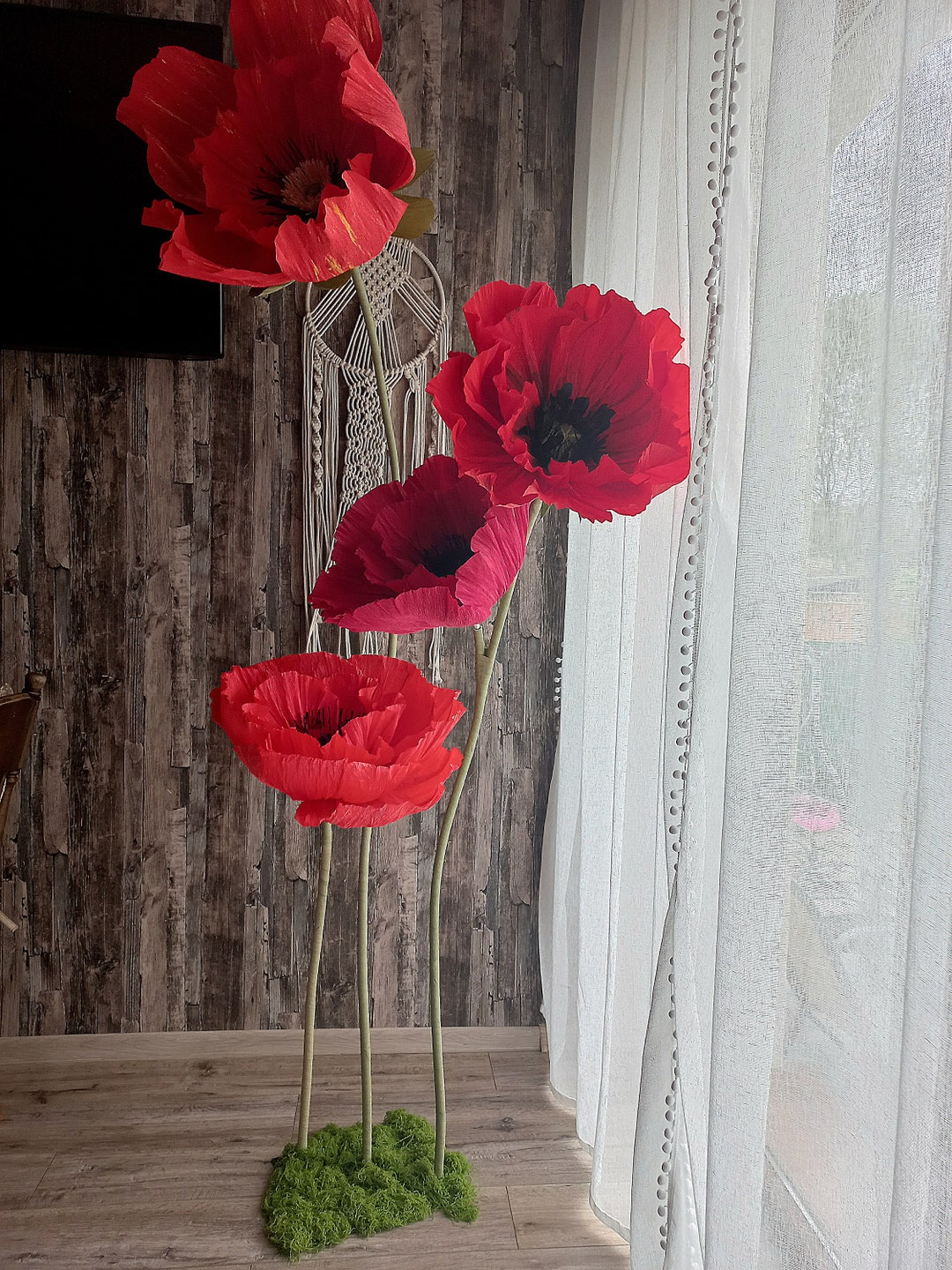 Red Poppies Giant Self Stand Flowers for Event Decor, Red Poppies ...
