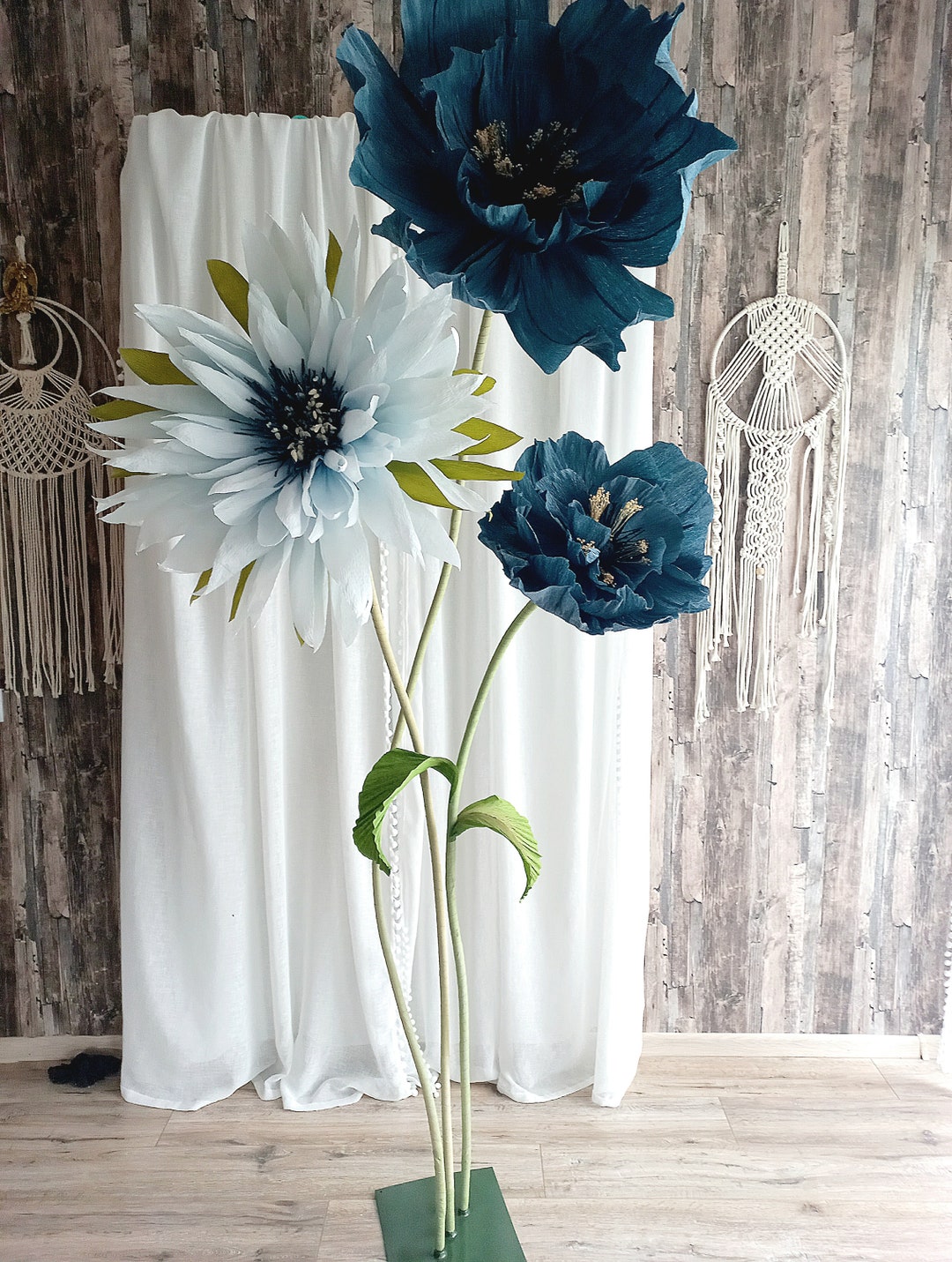 Giant Self Stand Blue Flowers for Event Decor, Window Display Decor ...