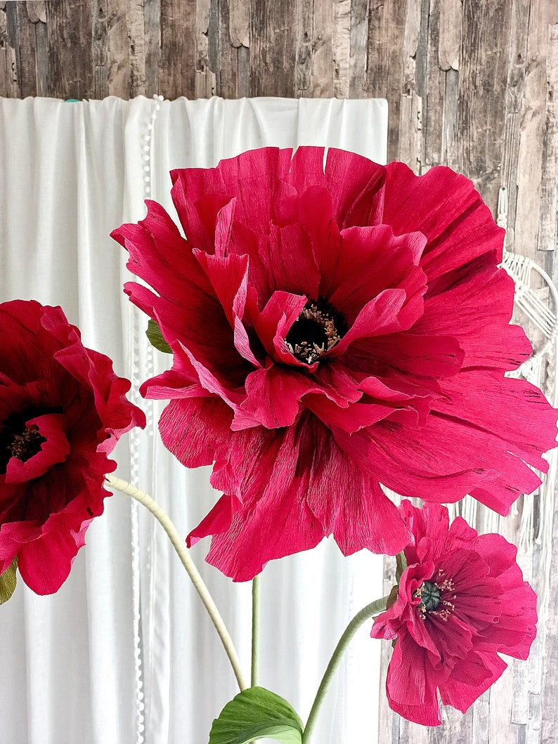 Giant Self Stand Red Poppy Flowers for Event Decor, Red Poppies Window ...
